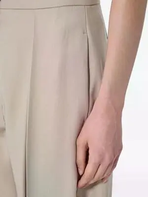 Sportmax Pleated Button-detail Trousers - Neutrals