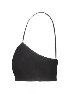 MARINE SERRE Cute 70's Ribbed-knit Logo-patch Bra - Black
