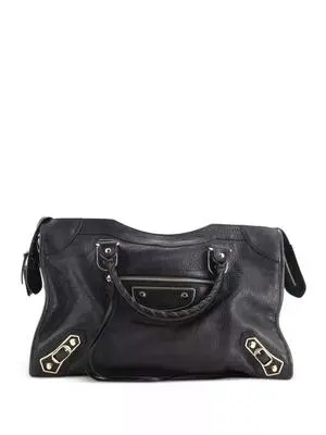 Balenciaga City Classic Metallic Edge Bag Leather Medium Satchel - Black