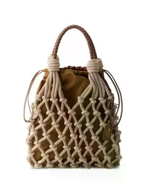 Prada Noué Medium Cotton Macramé Bag - Brown