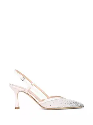 NINALILOU Amy Embellished Mesh Pumps - Neutrals