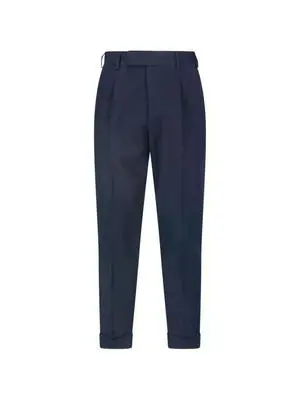 PT TORINO Pleated Turn-up Chinos - Blue