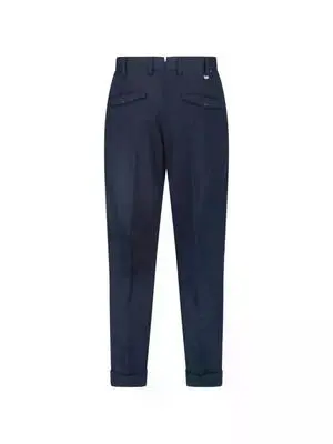 PT TORINO Pleated Turn-up Chinos - Blue