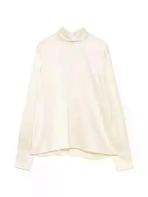 Maje Bow-detail High-neck Top - Neutrals