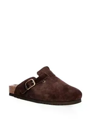 DR. SCHOLL'S SHOES Fae Fur Buckle-fastening Suede Mules