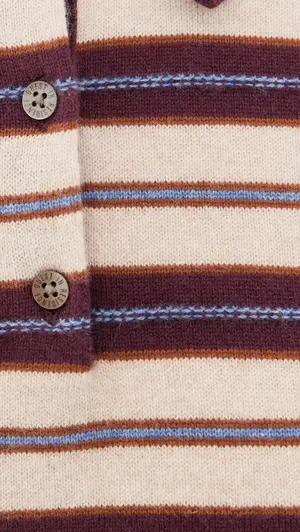 Guest In Residence Collegiate Stripe Cashmere Polo Pullover