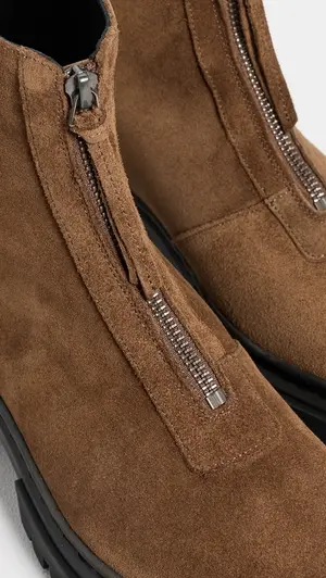 Staud Miles Suede Zip Ankle Boots - Cigar
