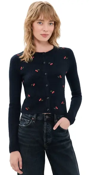 DAZE Muse Embroidered Fitted Cardigan