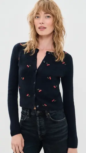 DAZE Muse Embroidered Fitted Cardigan