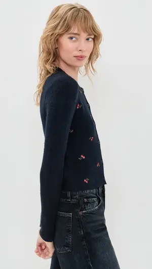 DAZE Muse Embroidered Fitted Cardigan