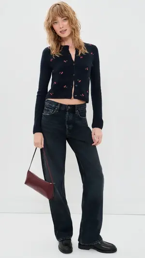 DAZE Muse Embroidered Fitted Cardigan