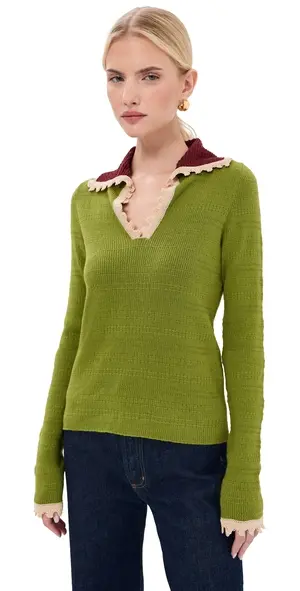 La DoubleJ Picket Polo Sweater - Solid