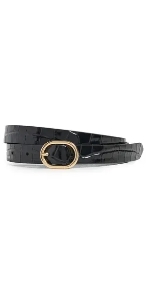 Vince Glazed Croco Avery 20mm Belt - Black
