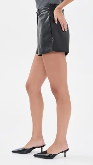 Line & Dot Noir Micro Faux Leather Shorts