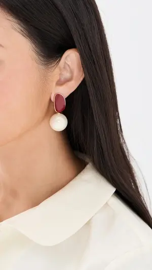 ADINA EDEN Colo Enamel Pearl Drop Stud Earrings
