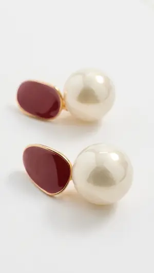 ADINA EDEN Colo Enamel Pearl Drop Stud Earrings