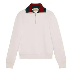 Gucci Knit Wool Sweater With Web - Ivory