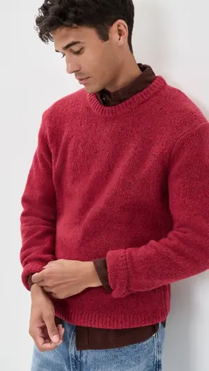 ALEX MILL Donegal Crewneck Sweater - Red