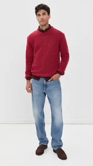 ALEX MILL Donegal Crewneck Sweater - Red