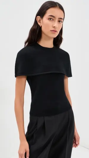 Simkhai Yuki Short Sleeve Cashmere Cape Top