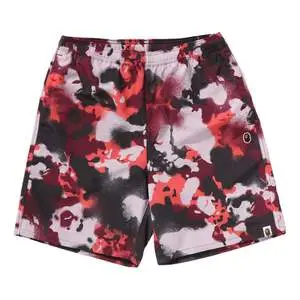 A BATHING APE Map Camo Beach Shorts - Red