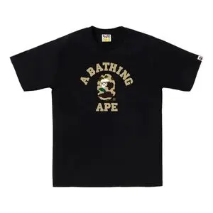 A BATHING APE A Bathing Ape Bape 1st Camo College T-shirt 'black Yellow' Black/yellow