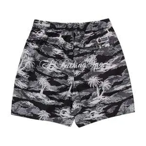 A BATHING APE Palm Tree Camo Relaxed Fit Beach Shorts