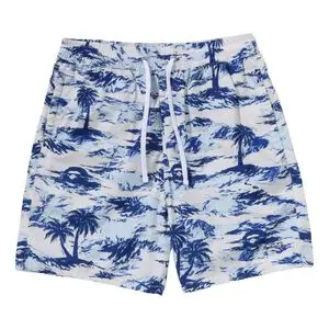 A BATHING APE Palm Tree Camo Relaxed Fit Beach Shorts - Blue