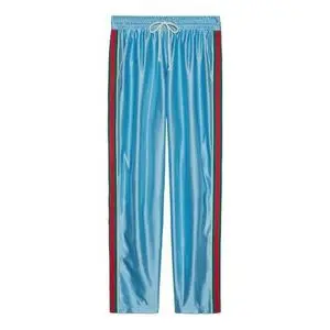 Gucci Shiny Jersey Jogging Pant With Web - Azure