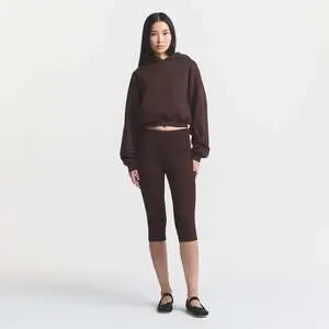 SKIMS Cropped Hoodie | Deep Neutral | | Cotton Fleece - Espresso