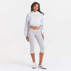 SKIMS Cropped Hoodie | Grey | | Cotton Fleece - Light Heather Grey