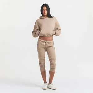 SKIMS Cropped Hoodie | Light Neutral | | Cotton Fleece - Latte