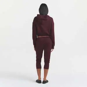 SKIMS Cropped Hoodie | Red | | Cotton Fleece