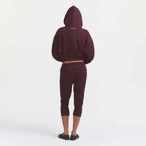SKIMS Cropped Hoodie | Red | | Cotton Fleece