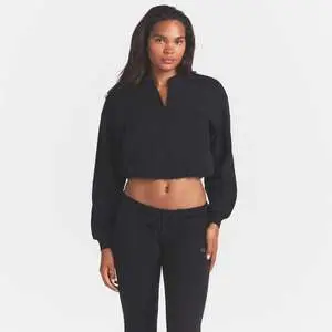 SKIMS Bomber Jacket | Black | | Cotton Fleece - Onyx