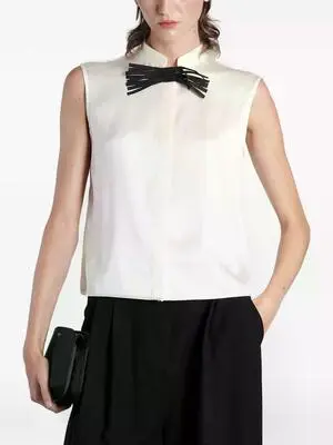 Giorgio Armani Bow-detail Sleeveless Shirt - White