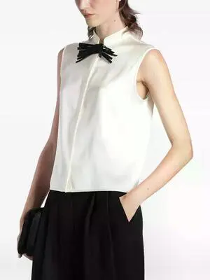 Giorgio Armani Bow-detail Sleeveless Shirt - White