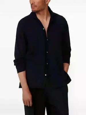 STOFFA Knit Button-down Shirt - Blue
