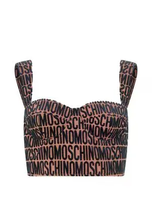 Moschino Logo-print Cropped Top - Brown
