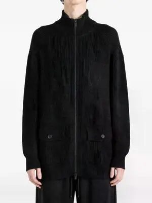 Yohji Yamamoto Ribbed-knit Zip-up Cardigan