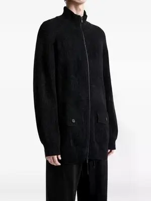 Yohji Yamamoto Ribbed-knit Zip-up Cardigan