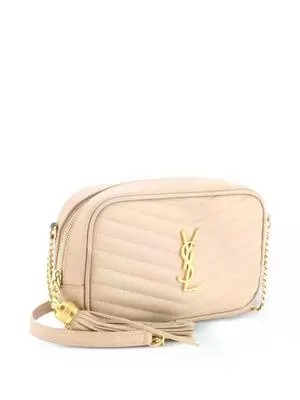 Saint Laurent Lou Camera Bag Matelasse Chevron Leather Mini Crossbody Bag - Neutrals