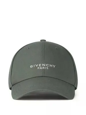Givenchy Paris Embroidered Cap In Cotton - Green