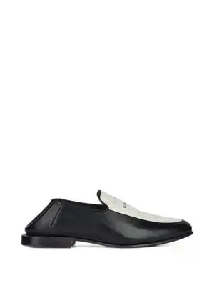 Givenchy Label Loafers In Leather And Canvas - Black