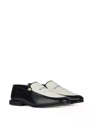 Givenchy Label Loafers In Leather And Canvas - Black