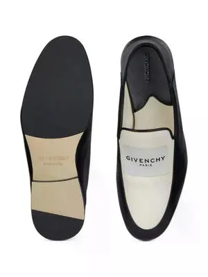 Givenchy Label Loafers In Leather And Canvas - Black