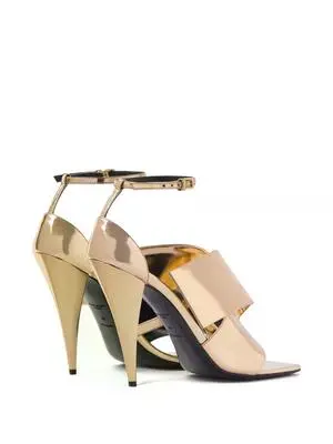 Givenchy Sliced Square Heeled Sandals In Mirror Effect Leather