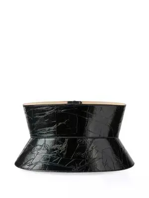 Givenchy Corset Belt In Leather With Tape Print - Black