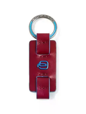 PIQUADRO Blue Square Leather Keyring - Red