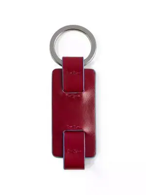 PIQUADRO Blue Square Leather Keyring - Red